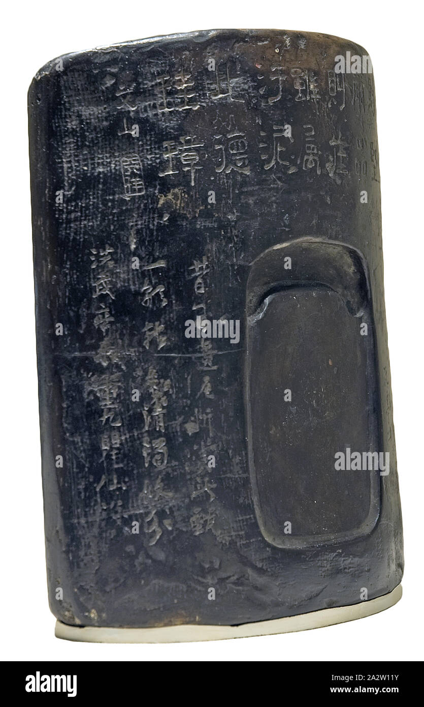 inkstone in the shape of a Han dynasty roof tile, Ming dynasty, Ming ...