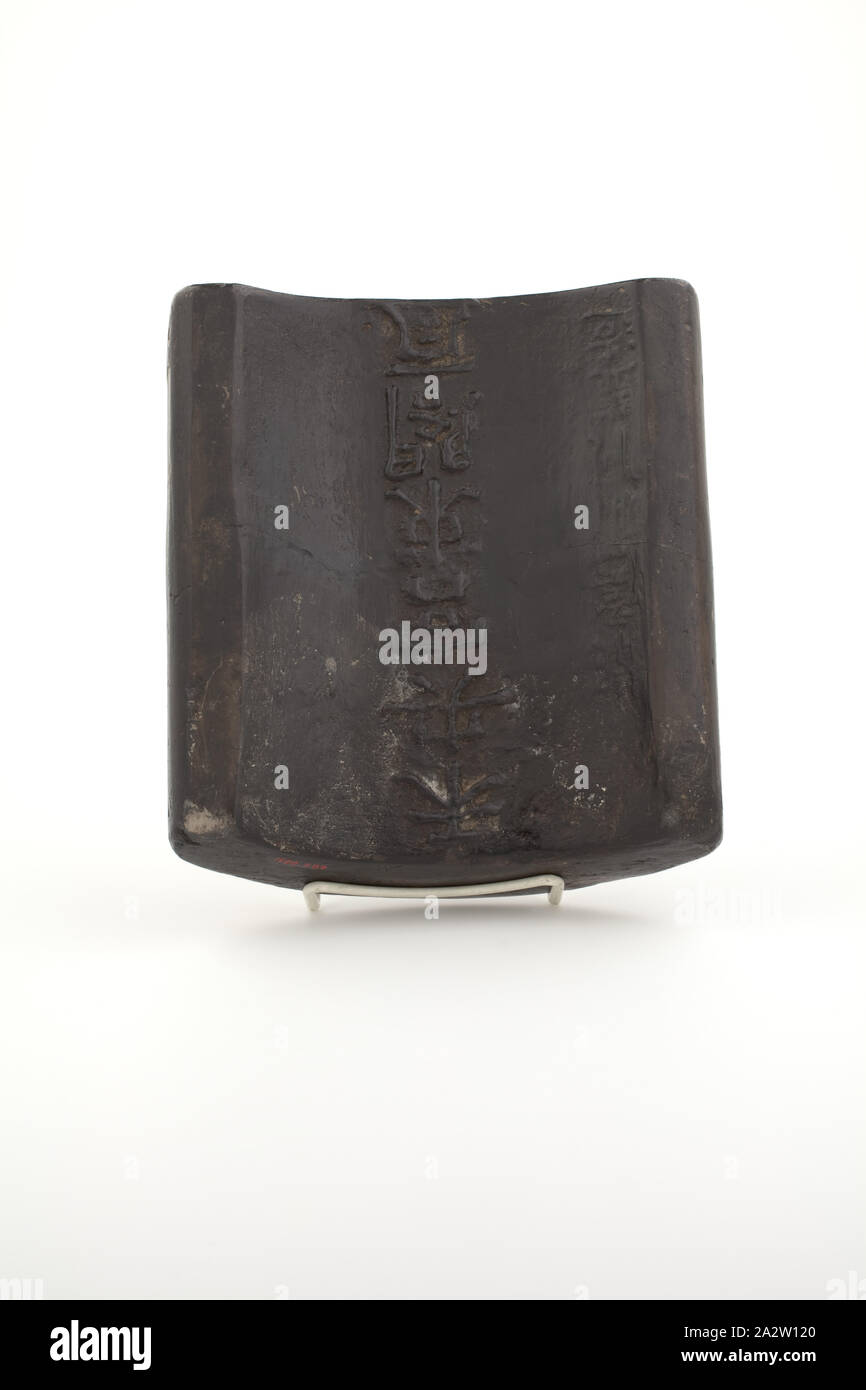 inkstone in the shape of a Han dynasty roof tile, Ming dynasty, Ming ...