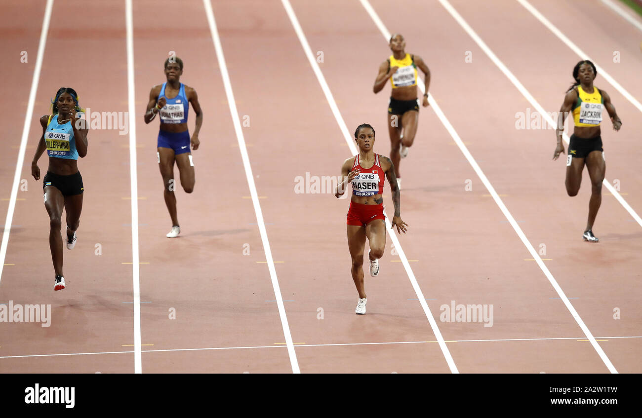 Bahrain's Salwa Eid Naser (centre) on her way to winning gold in the ...