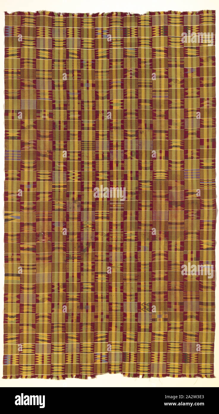 woman's wrapper; kente, Asante people, 1925-1950, silk, height: 82 in ...