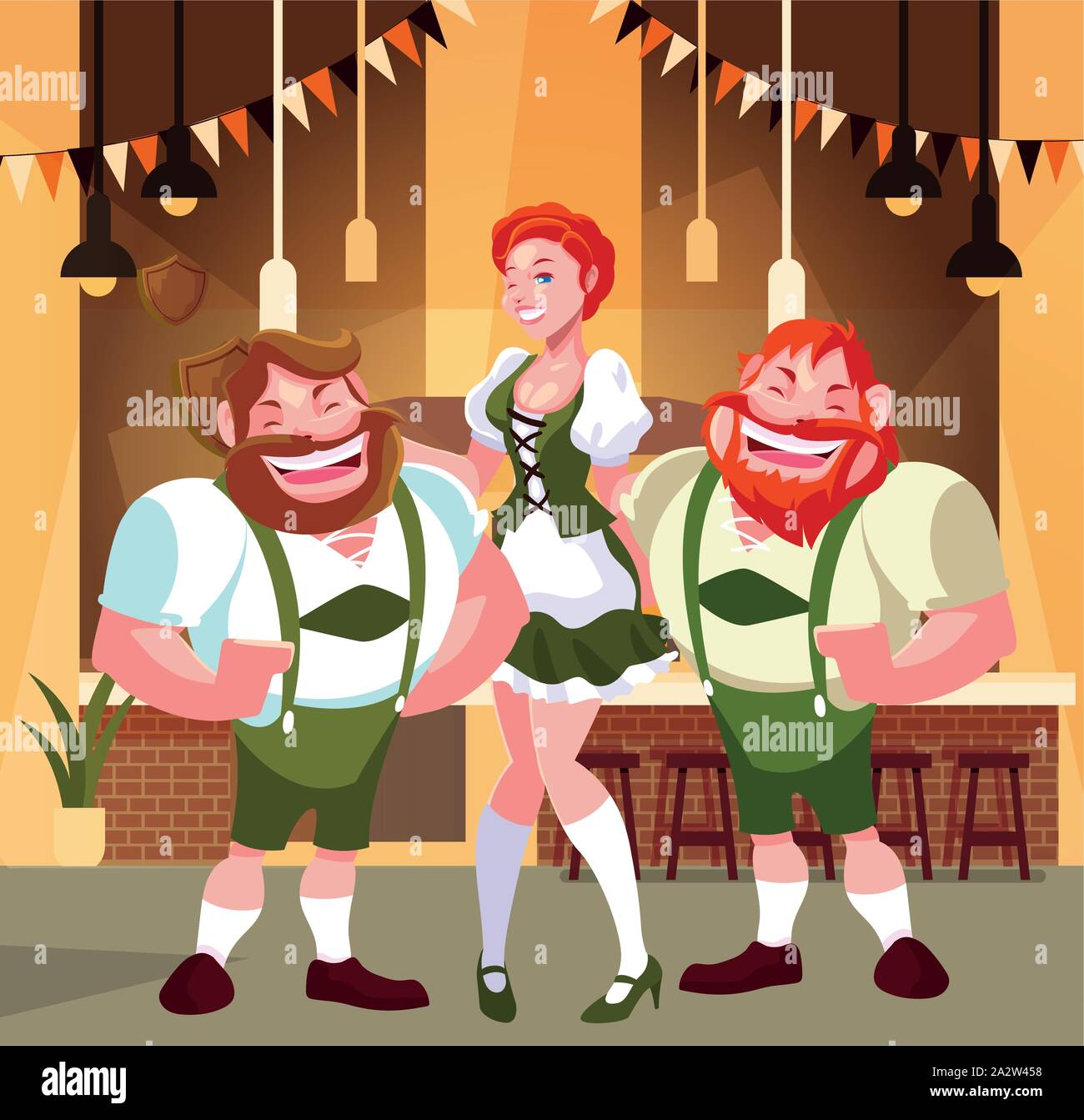 Oktoberfest man and woman design, Germany festival celebration europe ...