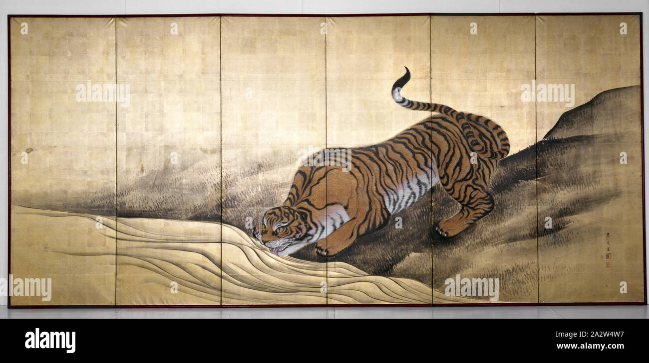 Tigers in a Landscape, Kunii Ōbun (Japanese, 1833-1887), Meiji, 1884 ...