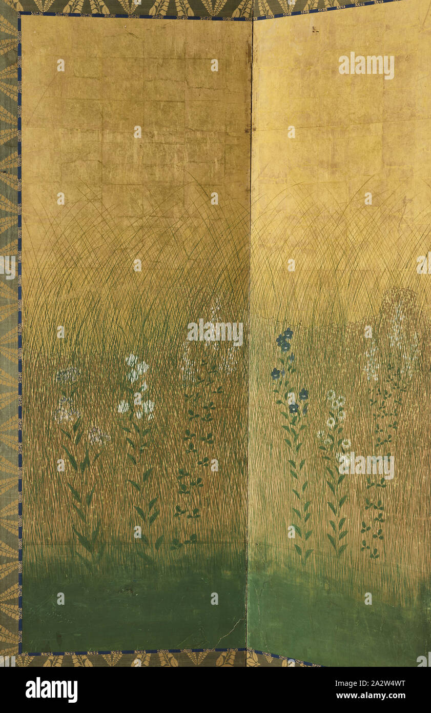 Moon in Musashi Plain, Unknown, Edo, early 1600s, color and gold on ...