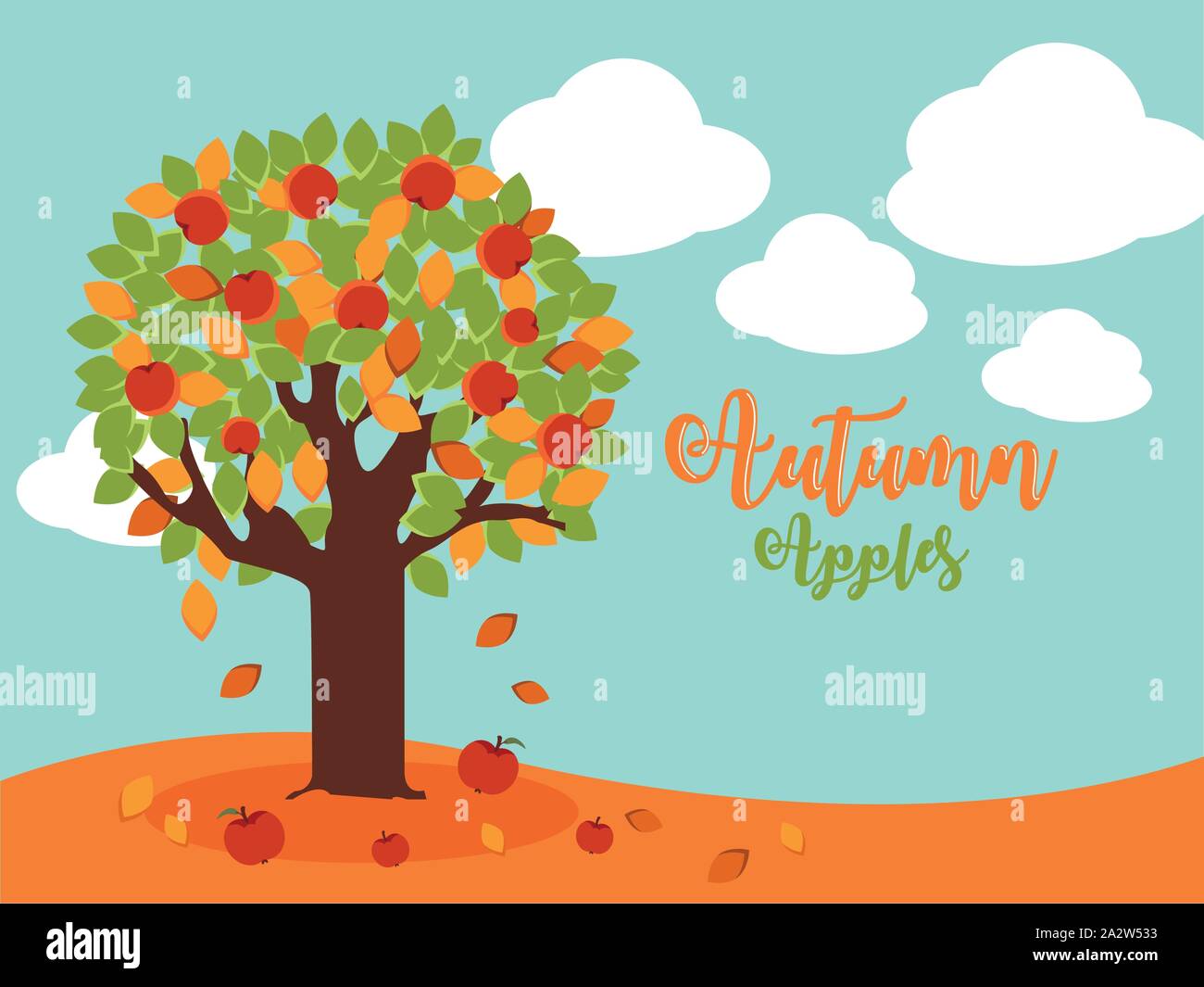 poster autumn with tree of apples Stock Vector Image & Art - Alamy