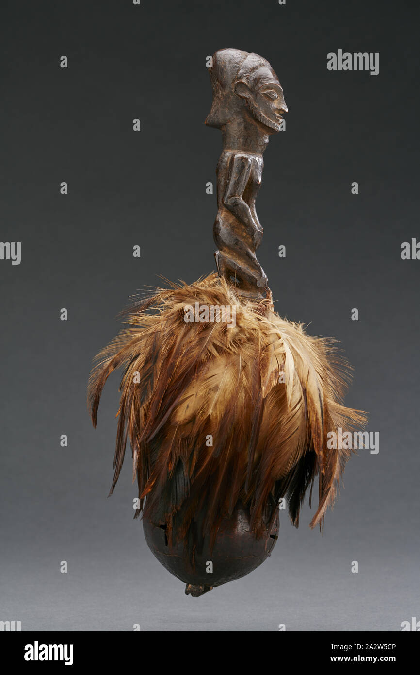 ritual rattle with human figure, Kusu, early 20th century, wood, gourd ...