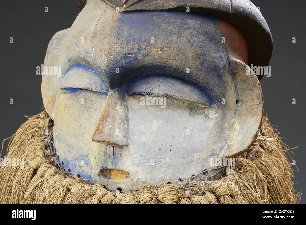 helmet mask, Kwese, first half of 20th century, wood, pigment, fiber ...