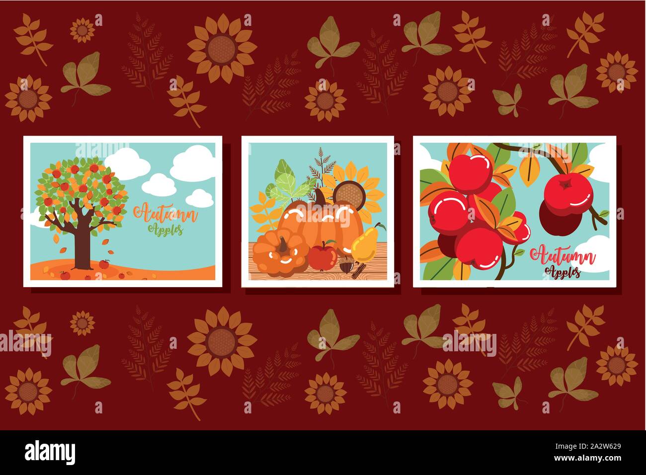 set of autumn posters with decoration Stock Vector Image & Art - Alamy