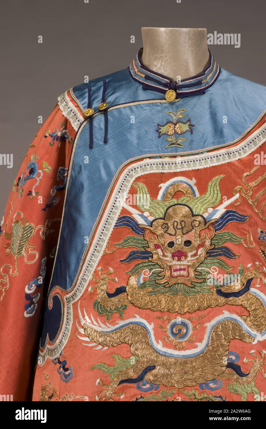 bridal coat, Qing dynasty, Qing dynasty, about 1870, silk damask ...