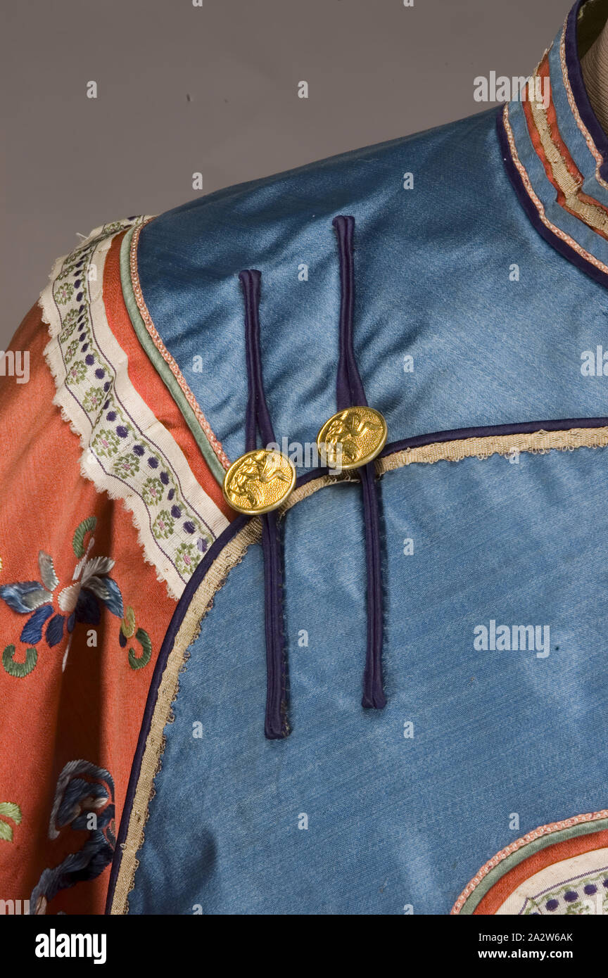 bridal coat, Qing dynasty, Qing dynasty, about 1870, silk damask ...