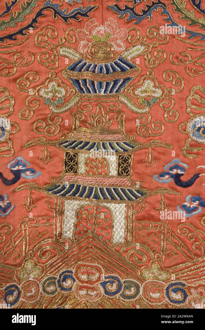 bridal coat, Qing dynasty, Qing dynasty, about 1870, silk damask ...