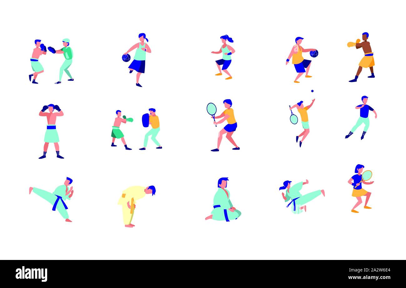 bundle of people doing recreational activities vector illustration ...