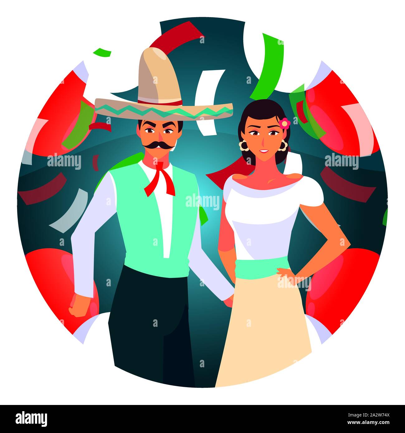 Mexican couple design, Mexico culture tourism landmark latin and party ...