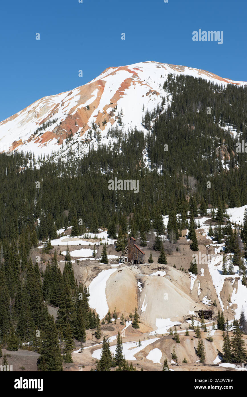 Remnants of the old Idarado gold mine operation along the Million ...