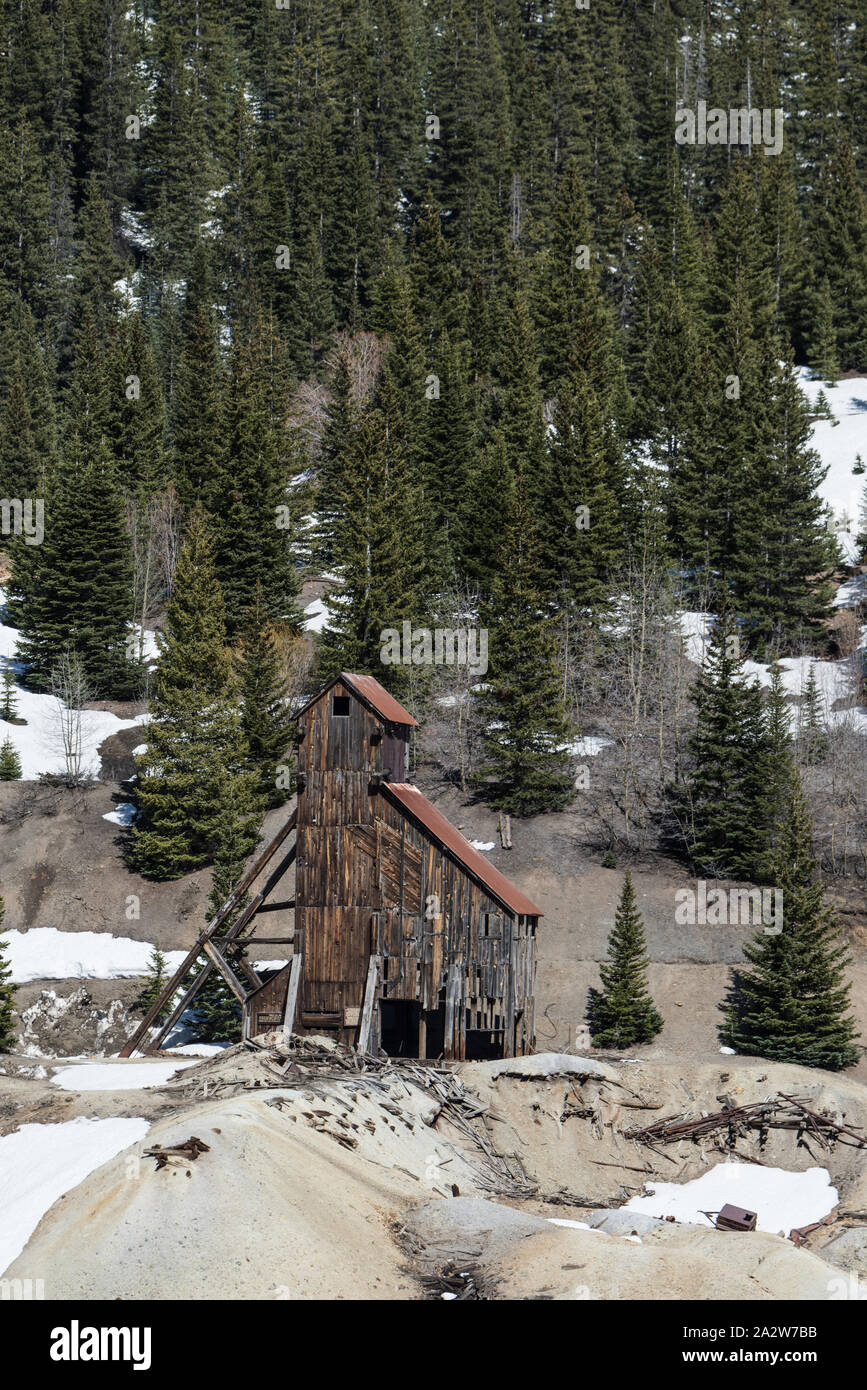 Remnants of the old Idarado gold mine operation along the Million ...