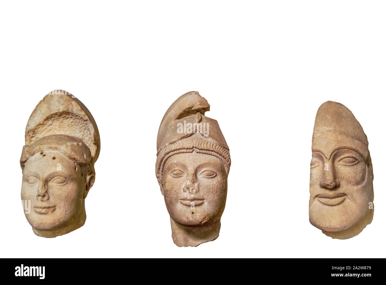 National Archaeological Museum, Athens, Greece. Three heads (shown as ...