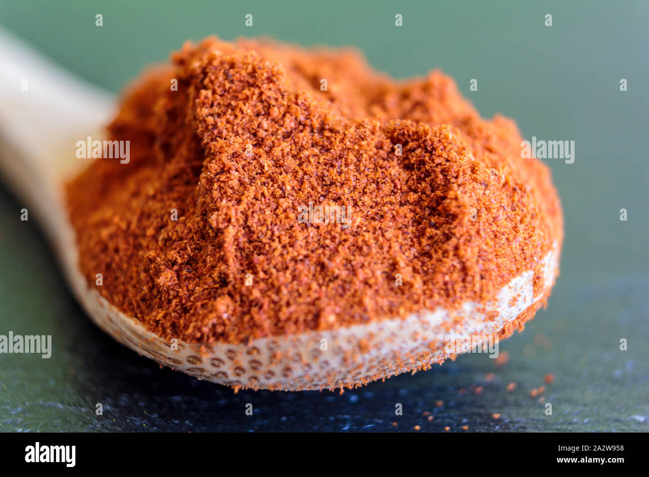 Close up of Spoon with cayenne pepper, red chilli powder Stock Photo ...
