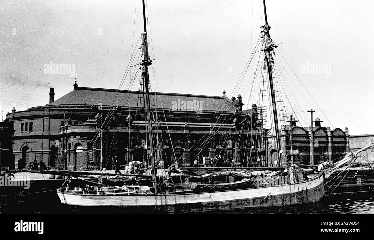 Negative - Melbourne, Victoria, circa 1925, A sailing ship at little ...