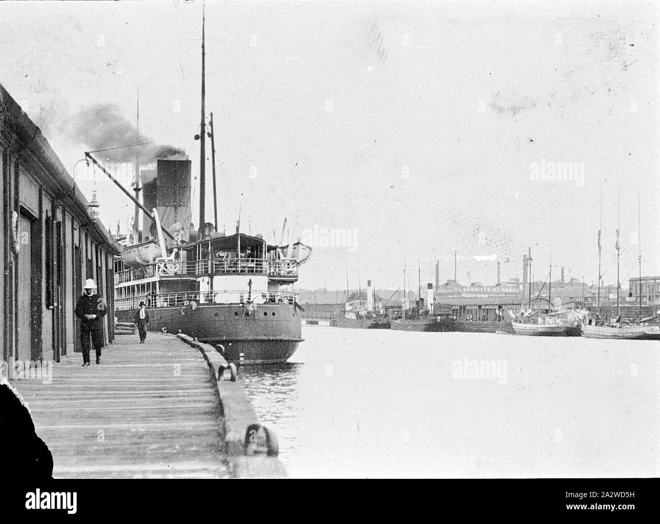 Negative - Melbourne, Victoria, circa 1900, A steam ship at Queens ...