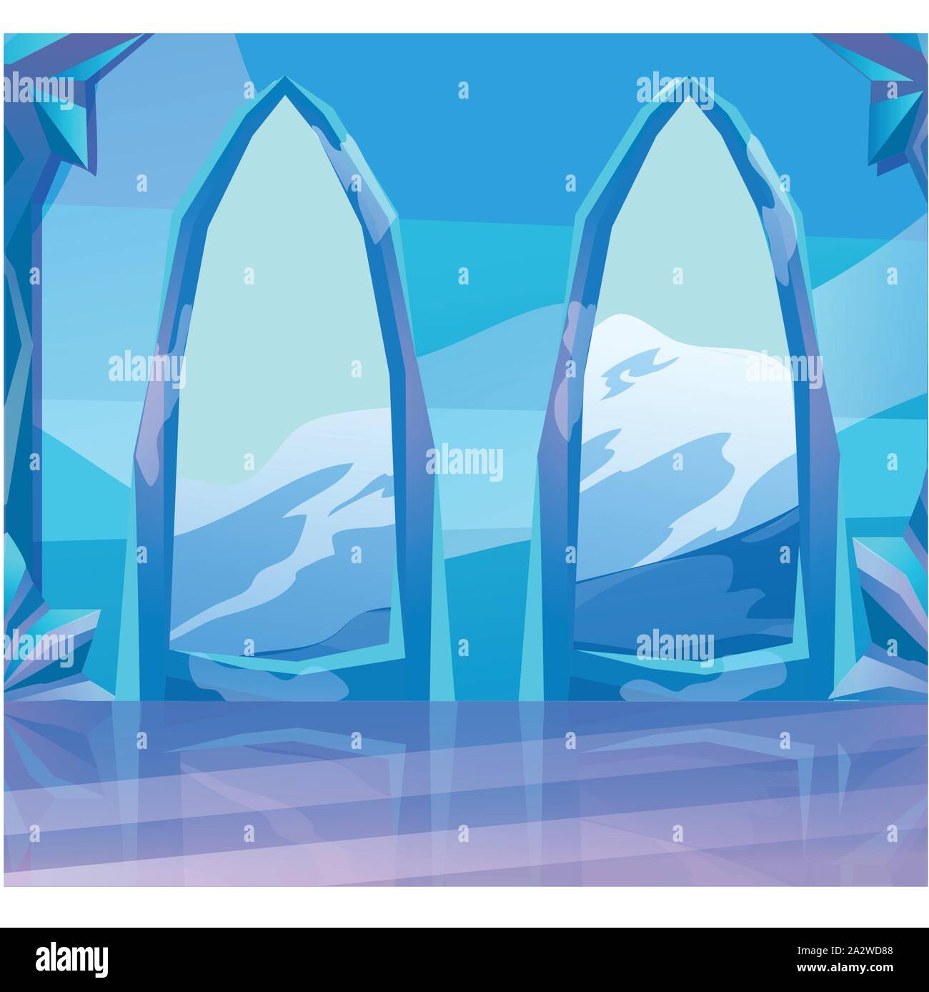 View through the arch of ice castle at landscape the nature views of ...
