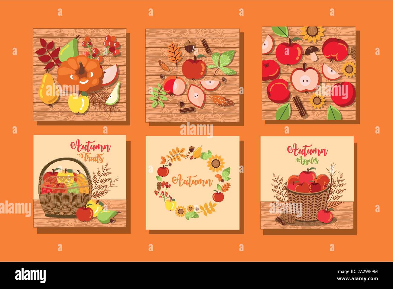 set of autumn posters with decoration Stock Vector Image & Art - Alamy