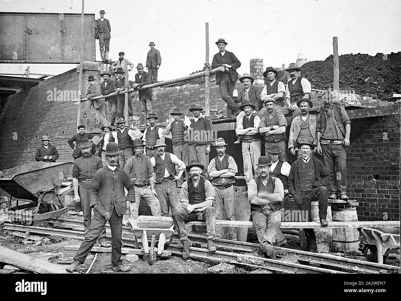 Negative - Bairnsdale, Victoria, circa 1910, Workmen at the ...
