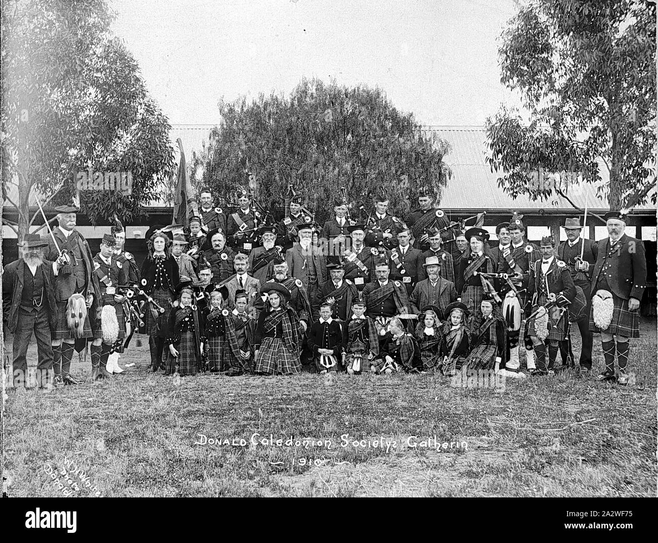 Negative - Donald, Victoria, 1910, Members of the Donald Caledonian ...