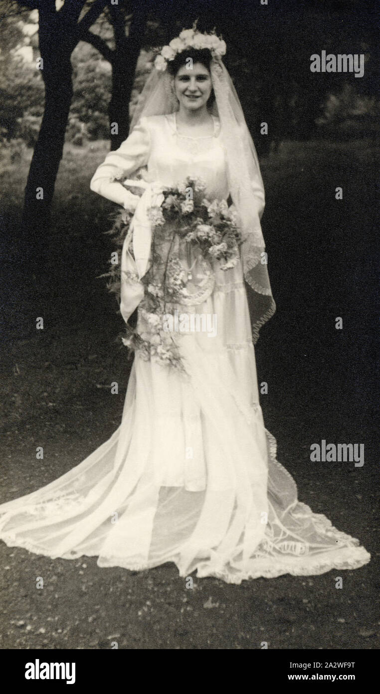Photograph - Eileen Leech in Wedding Gown in Garden, Manchester ...