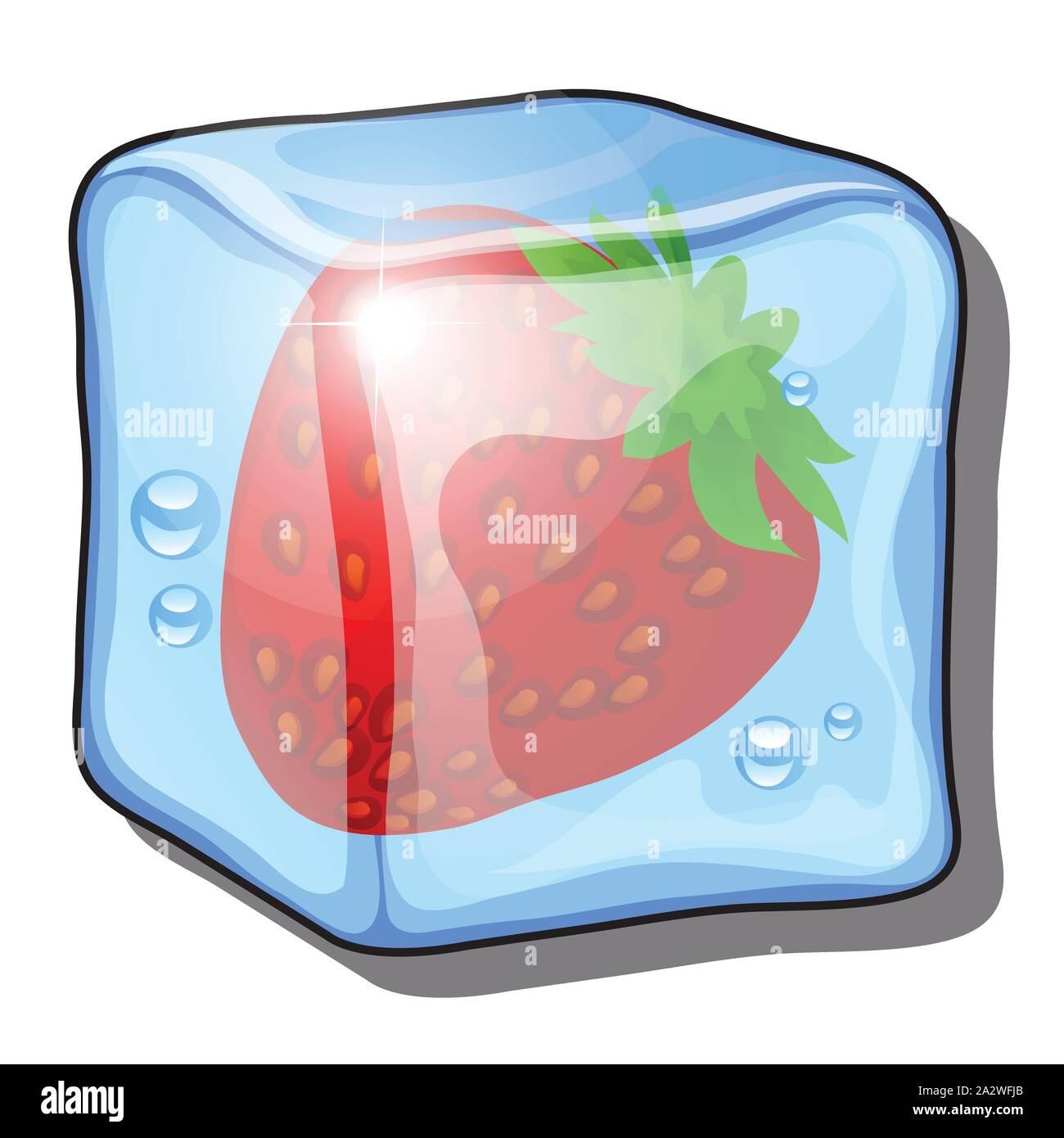 Frozen red berry of strawberry isolated on white background. Fruit in ...