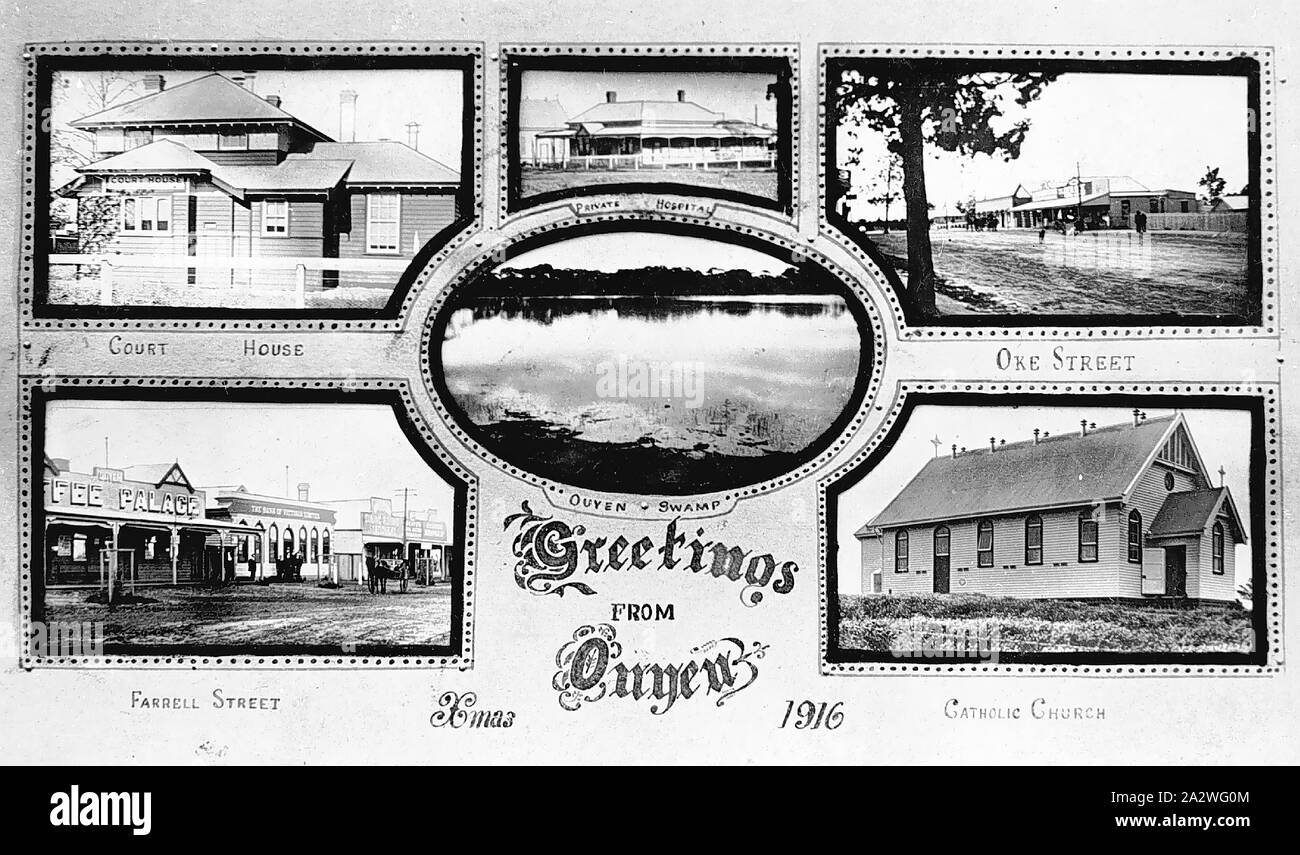 Negative - Ouyen, Victoria, Dec 1916, Six views of Ouyen: the court ...