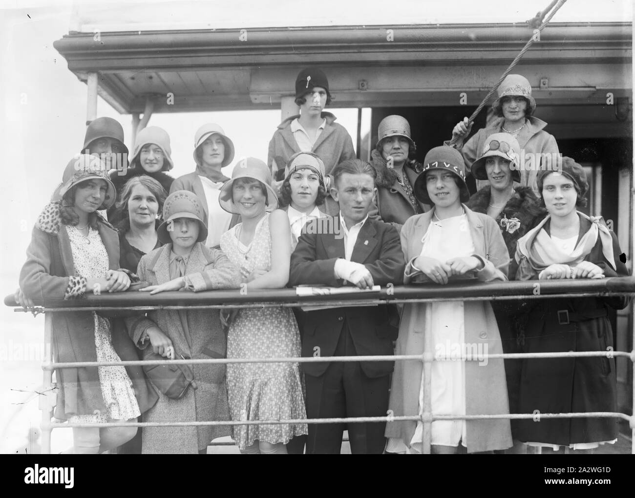 Glass Negative - Group on Balcony, circa 1930s, Black and white, half ...