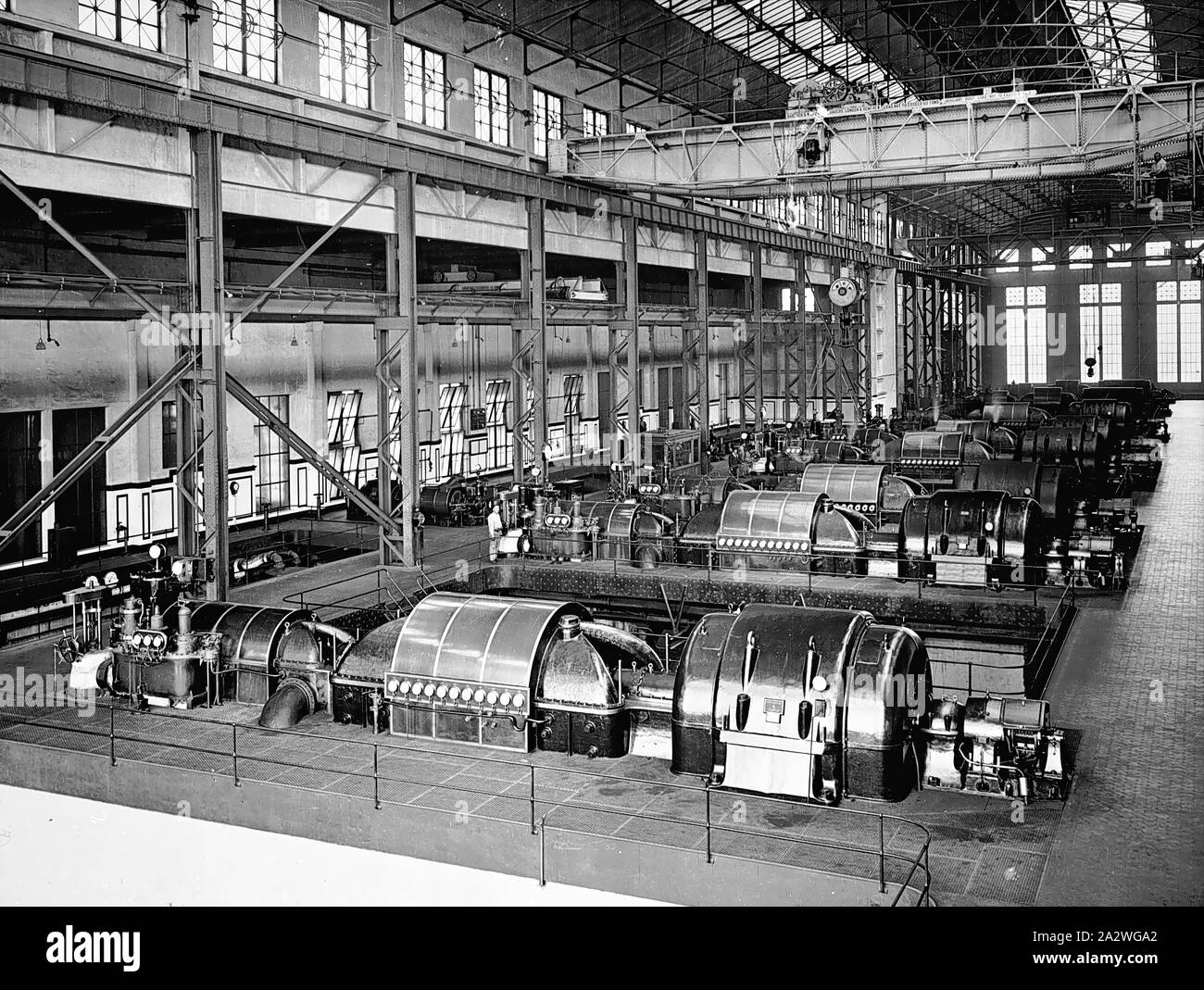 Negative - Newport, Victoria, pre 1918, Inside the turbine room at ...
