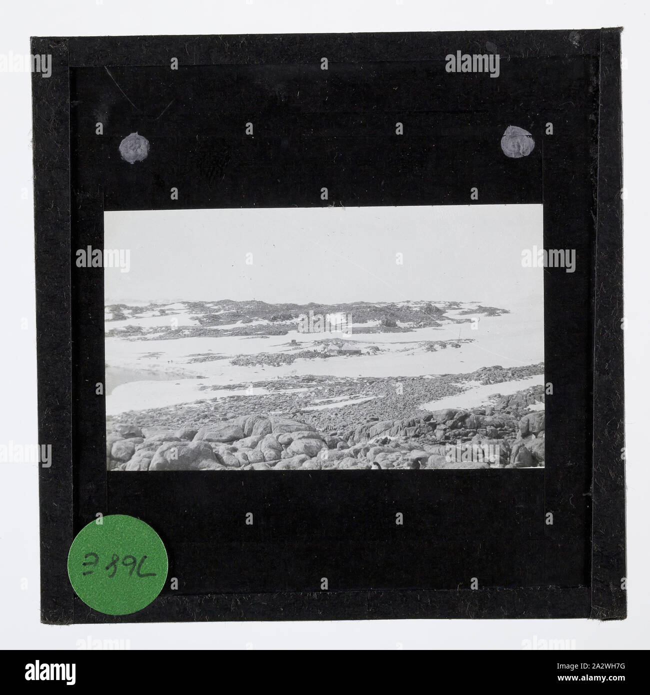 Lantern Slide - An Inland View of Icy Cape Denison, BANZARE Voyage 2 ...