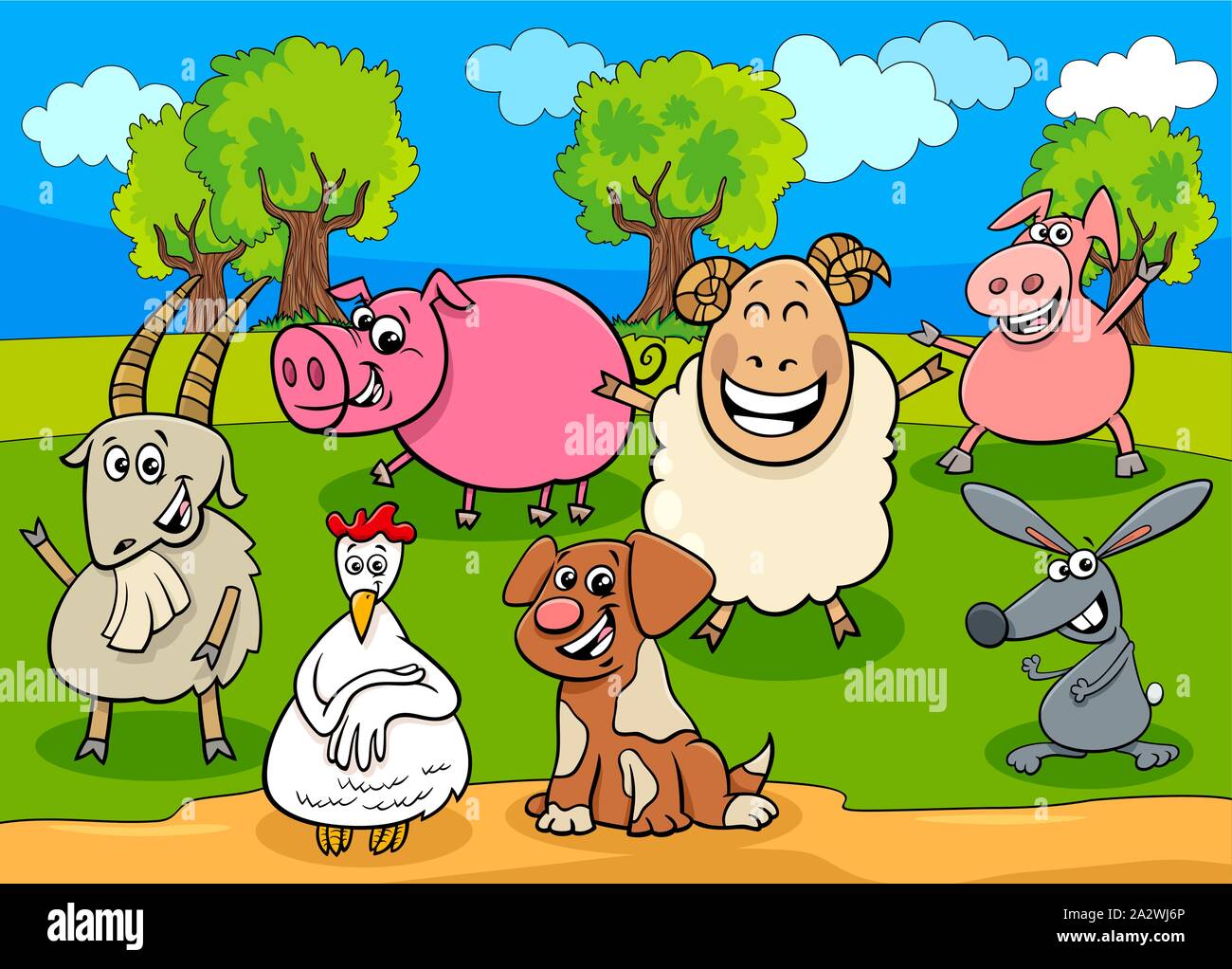 Cartoon Illustration Of Cute Farm Animals Comic Characters Group Stock cartoon-illustration-of-cute-farm-animals-comic-characters-group-stock