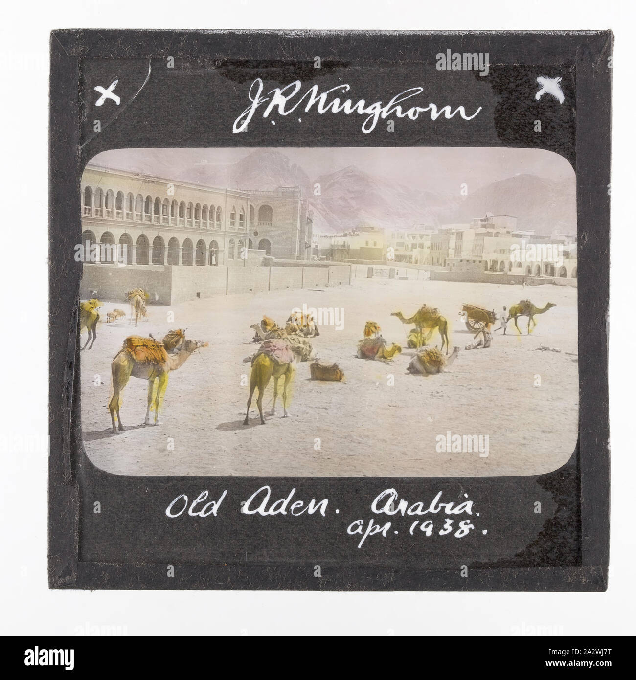 Lantern Slide - 'Old Aden, Arabia, Apr 1938', Coloured lantern slide ...