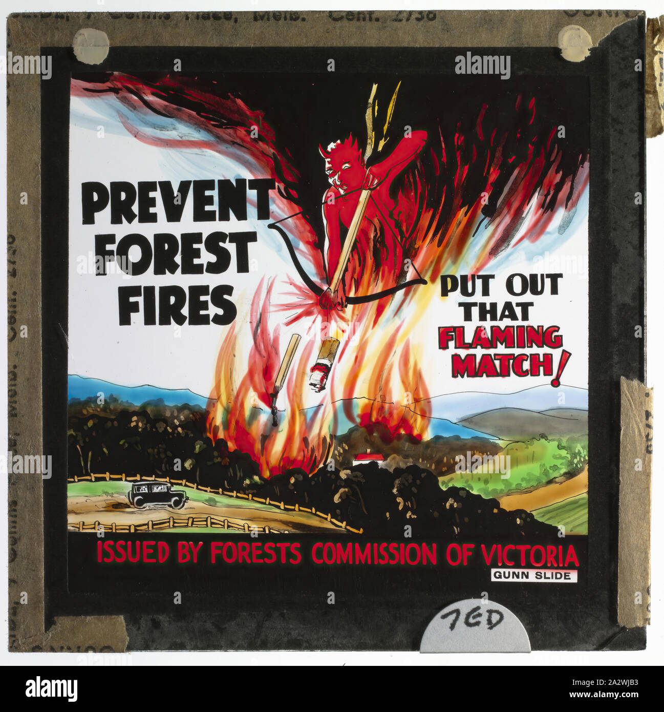 Lantern Slide - 'Prevent Forest Fires', Coloured Advertisement, for use ...