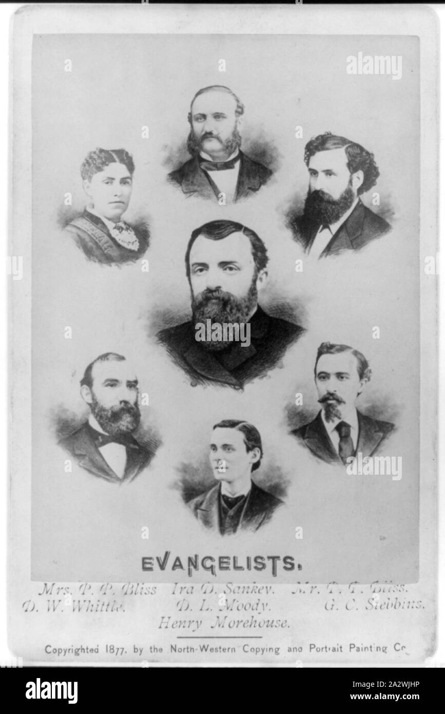 Reproduction of composite of 7 bust engravings of D.L. Moody, Mrs. P.P ...