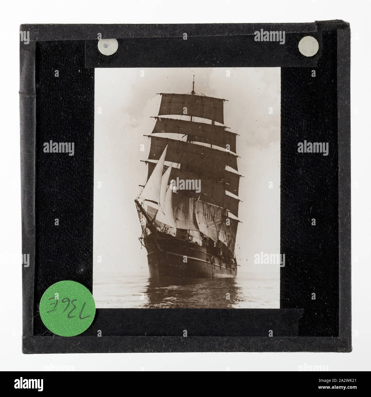 Lantern Slide - The Ship SY Discovery Under Full Sail (Barque Rig ...
