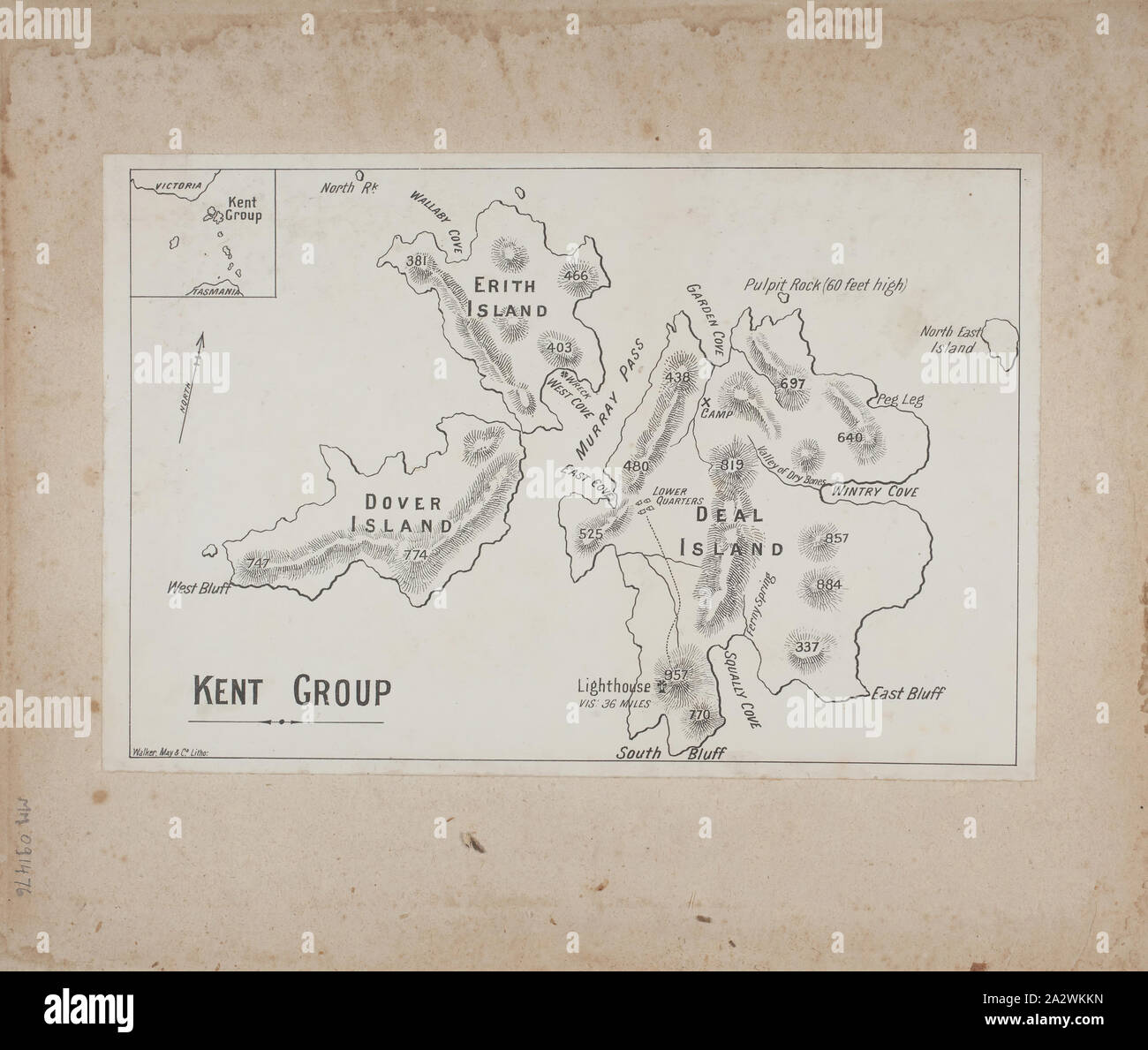 Print - Map of Kent Group Islands, Bass Strait, 1890, One of sixty-nine ...