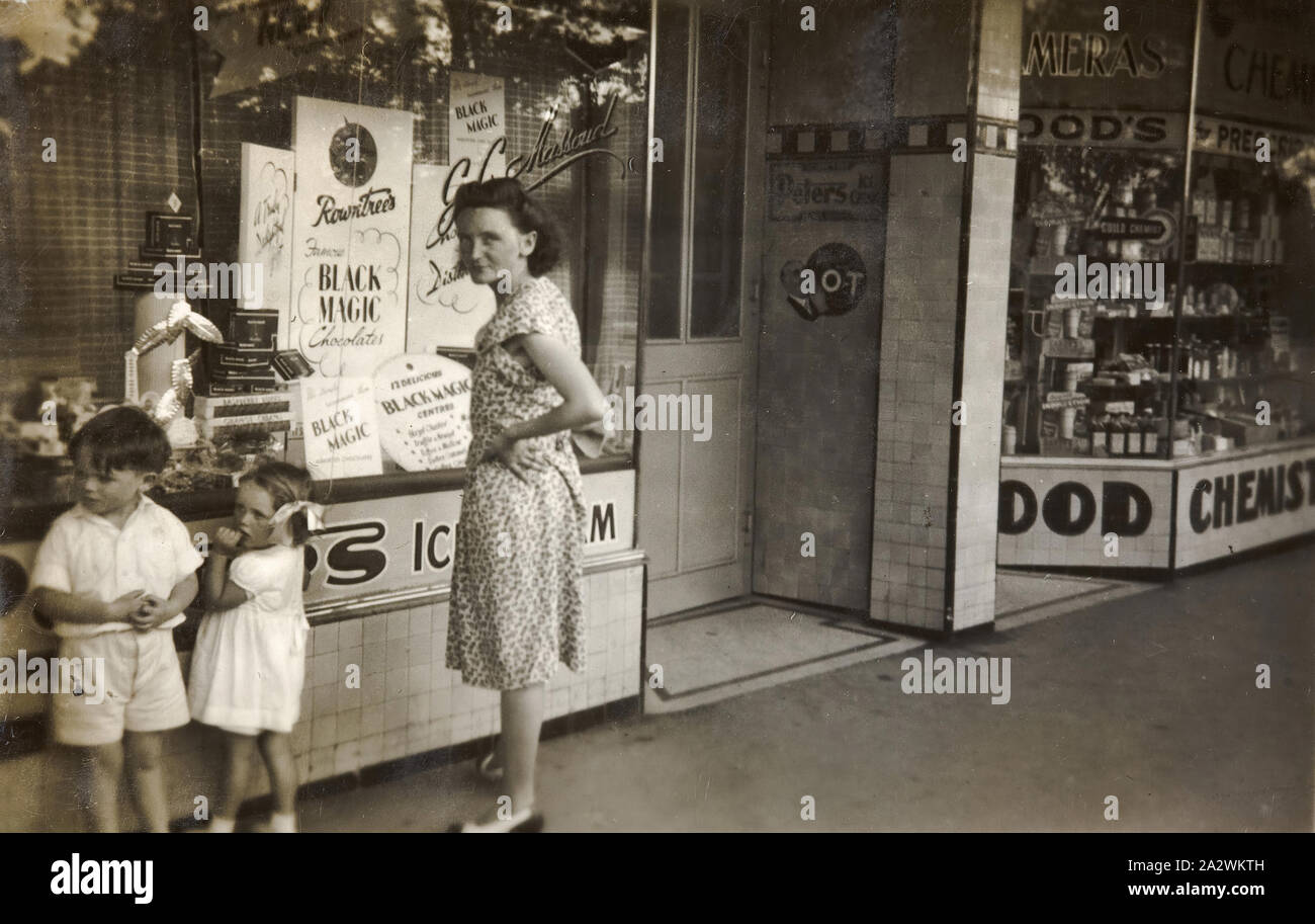 Digital Photograph - Mother, Boy & Girl Looking in Milk Bar Front ...