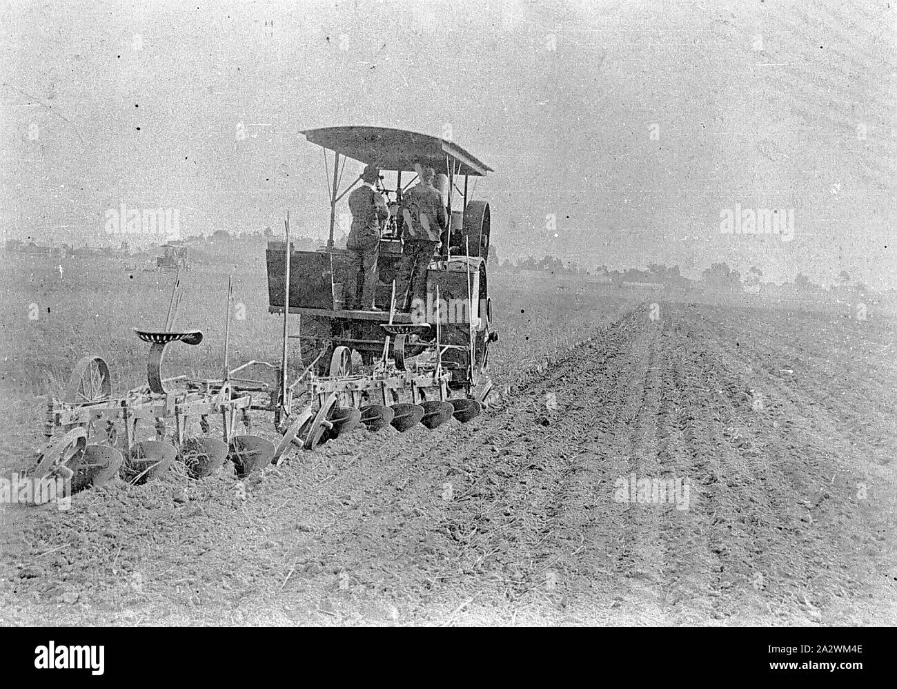 Negative - Steam Traction Engine Pulling a Plough, Werribee, Victoria ...