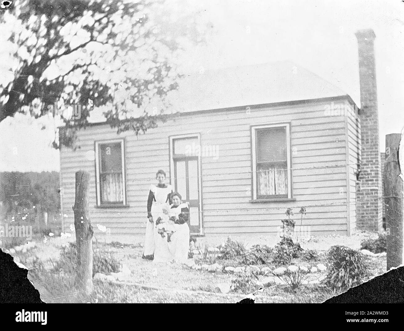 Negative - Two Women Outside Wooden House with Baby, Italian Gully ...