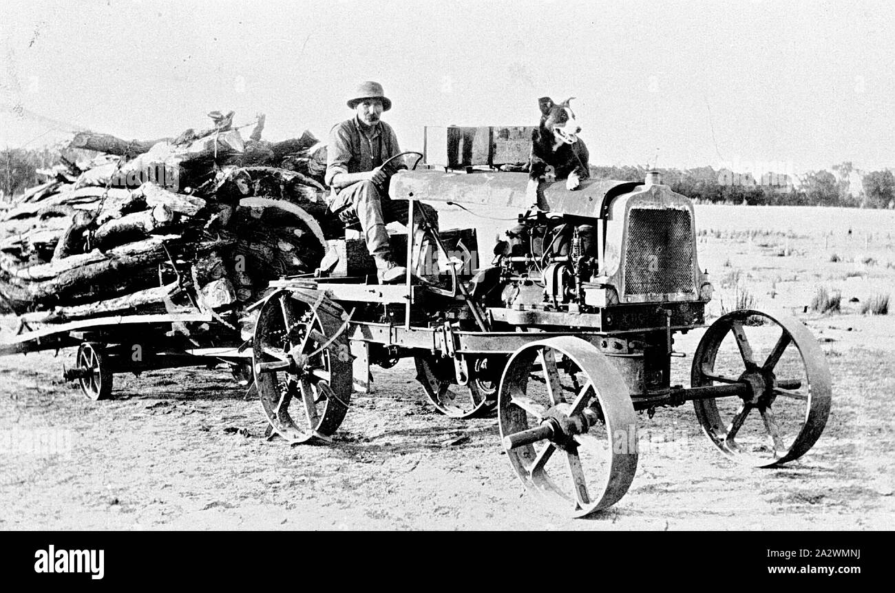 Negative - Charlie Gillett Driving a Home-Made Tractor, Shelford ...
