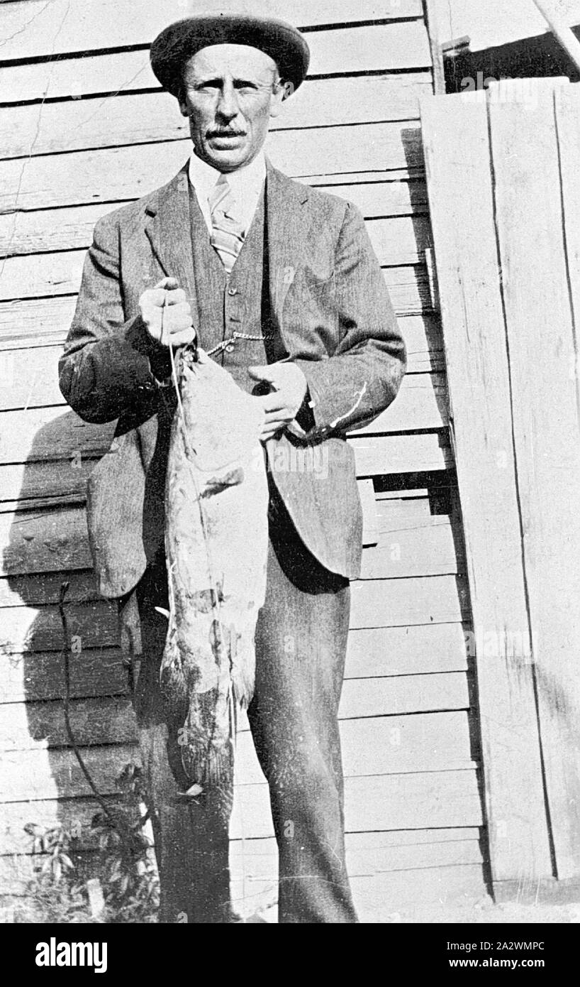Negative - Man Holding a Murray Cod, Ballarat, Victoria, circa 1935, A ...