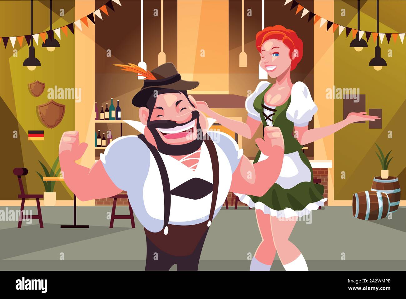 Oktoberfest man and woman design, Germany festival celebration europe ...