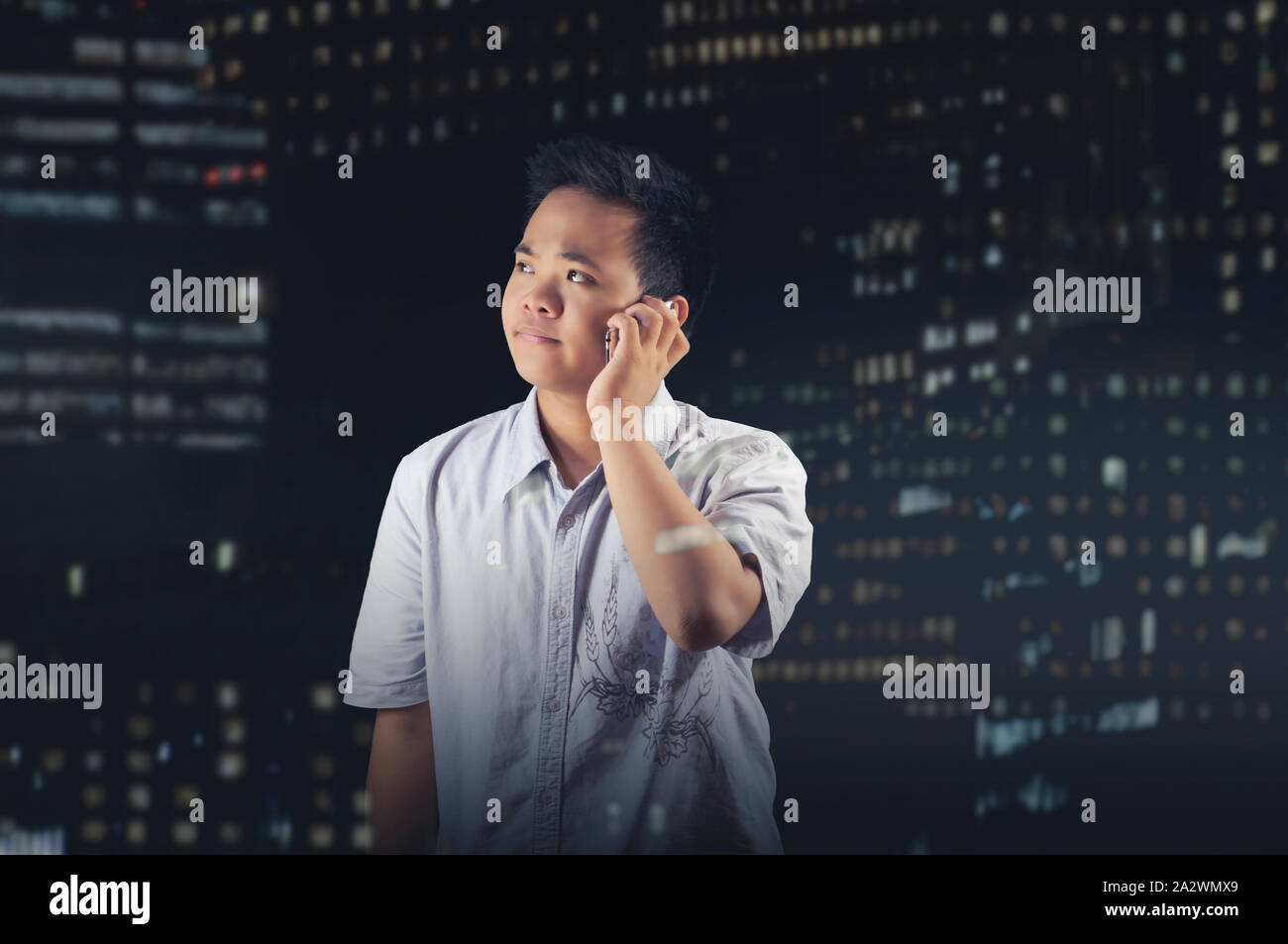 Businessman Calling On Mobile Phone While Looking Through Modern ...