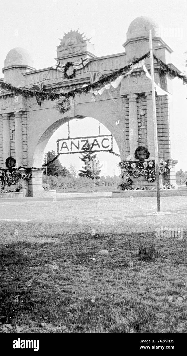 Negative - Arch of Victory Decorated for Anzac Day, Ballarat, Victoria ...