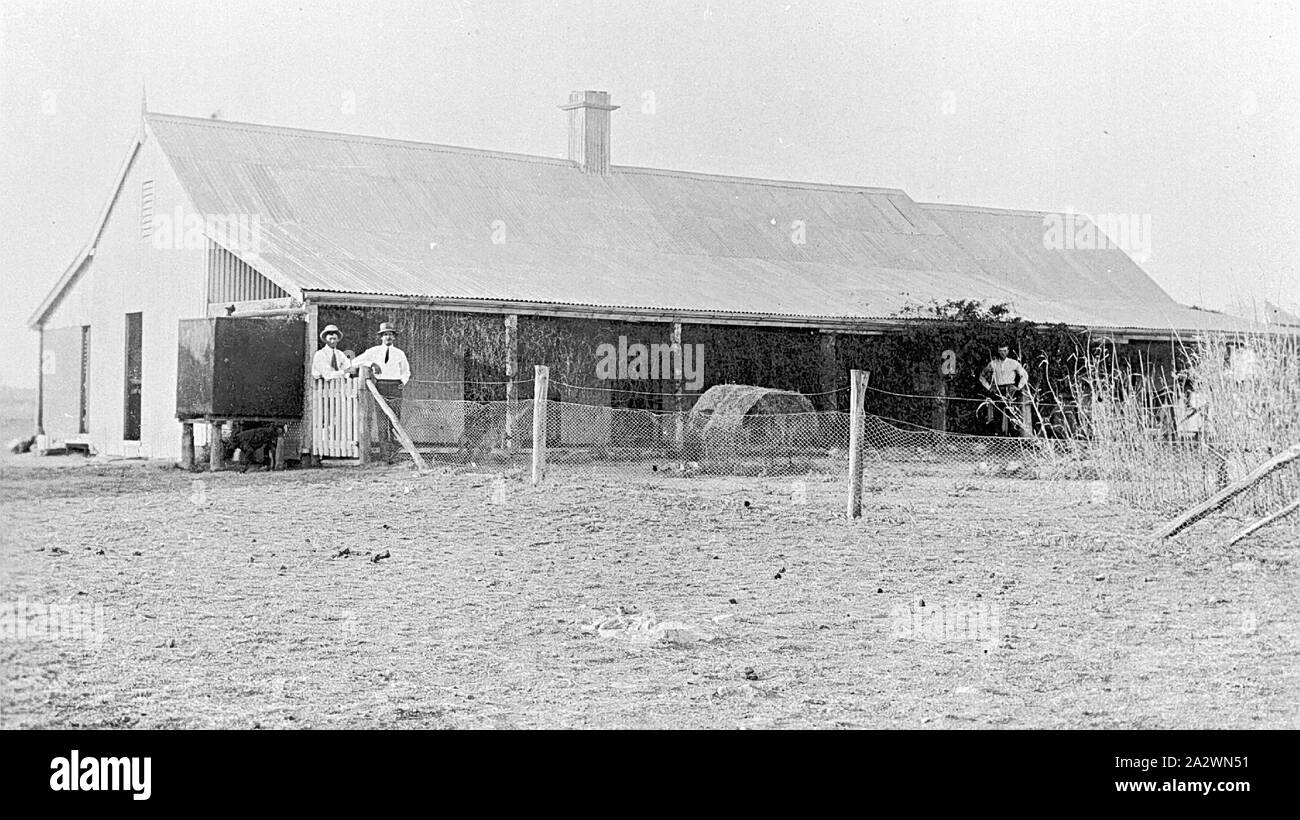 Negative - Men in Front of an Outbuilding on 'Portland Downs' Station ...