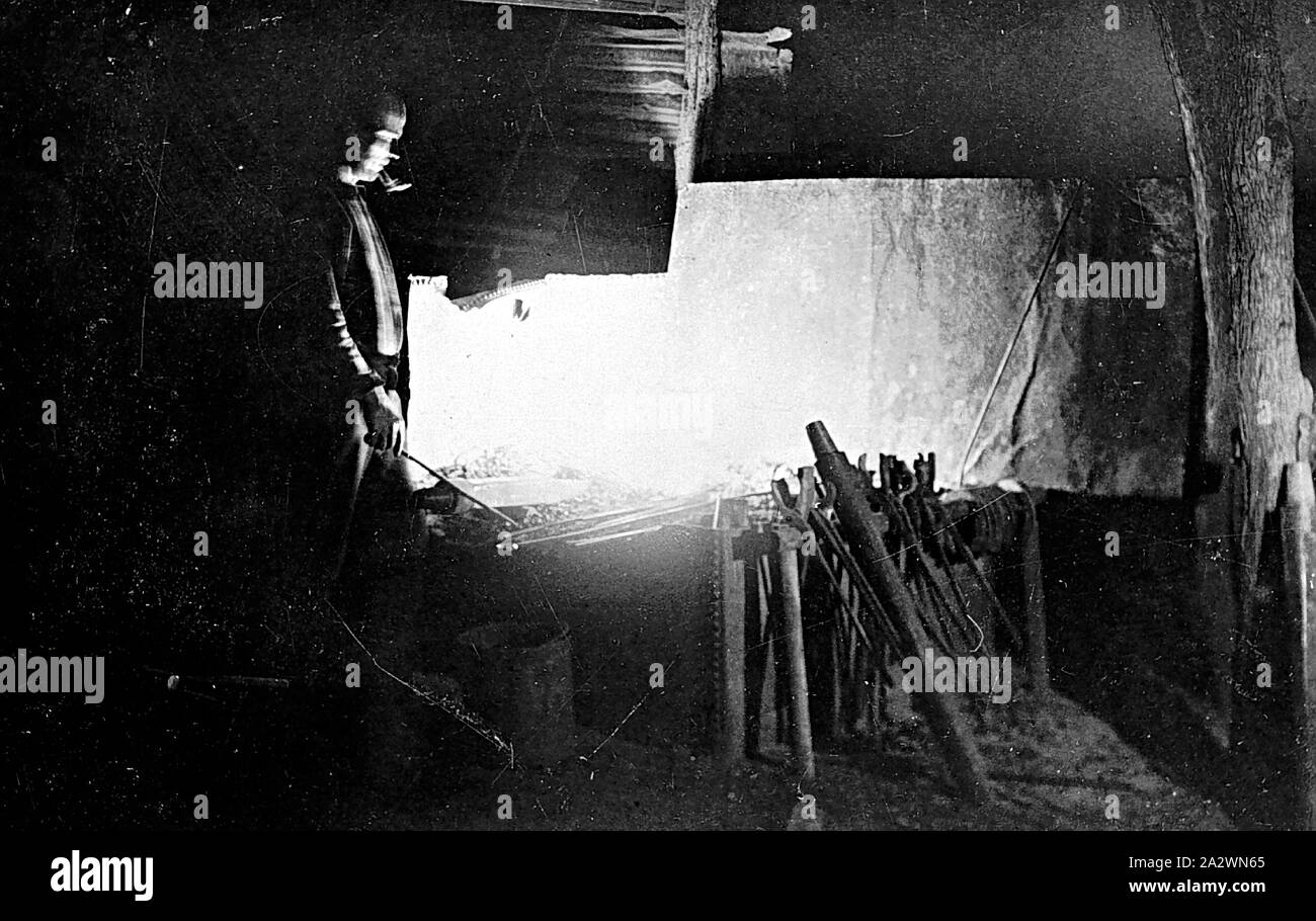 Negative - Blacksmith at the Forge on 'Portland Downs' Station ...