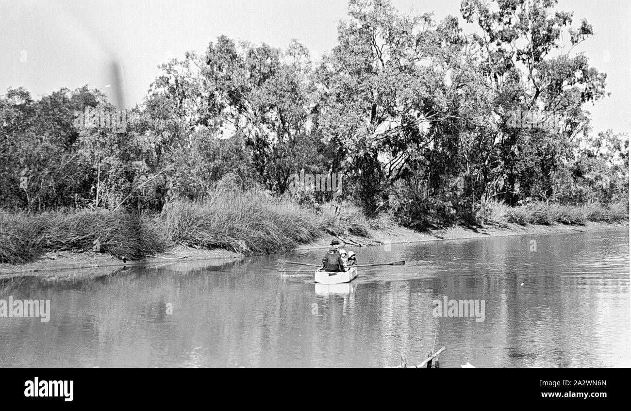 Negative - People in a Rowboat on the Barcoo River on 'Portland Downs ...