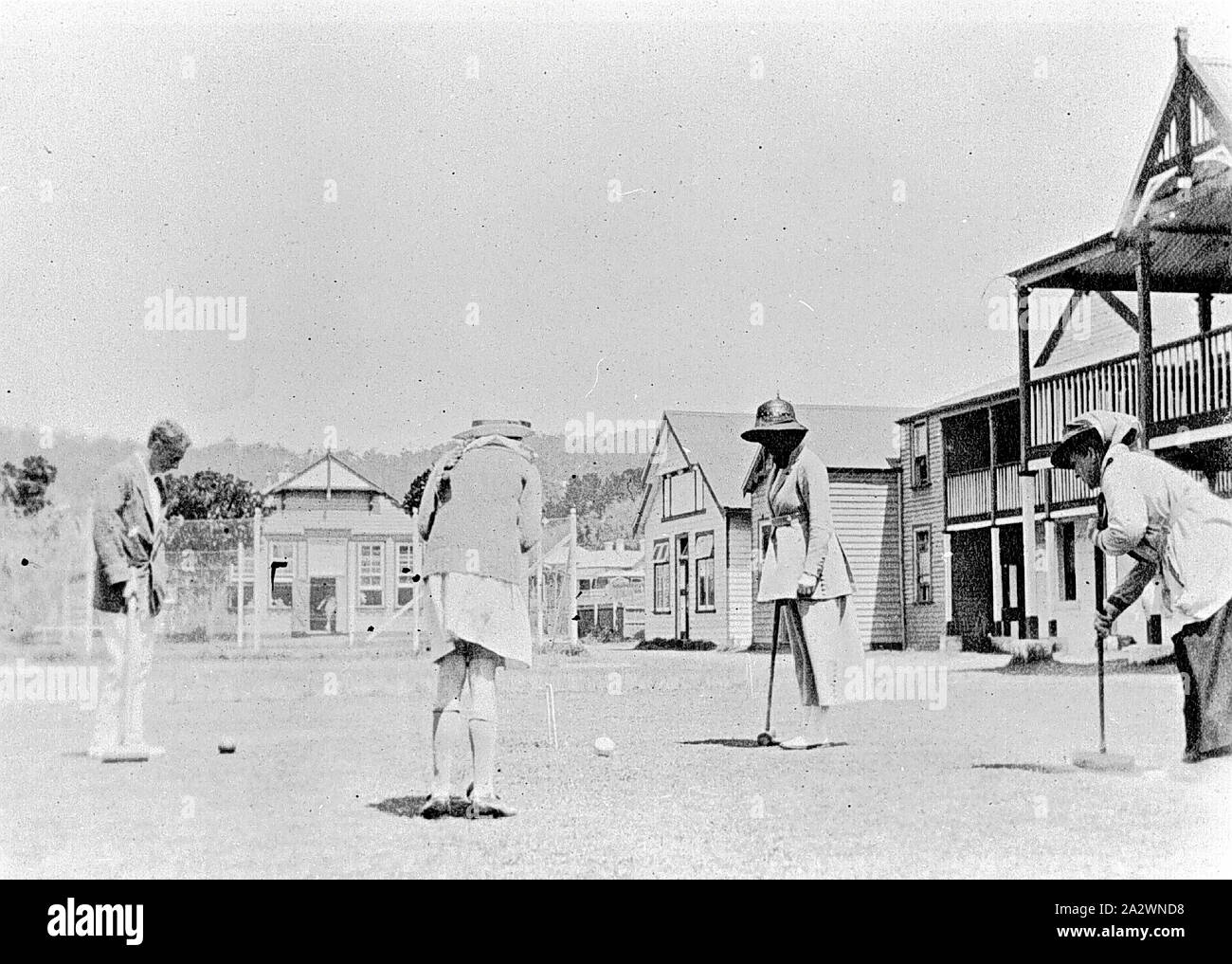 Negative - Group Playing Croquet at 'Erskine House', Lorne, Victoria ...